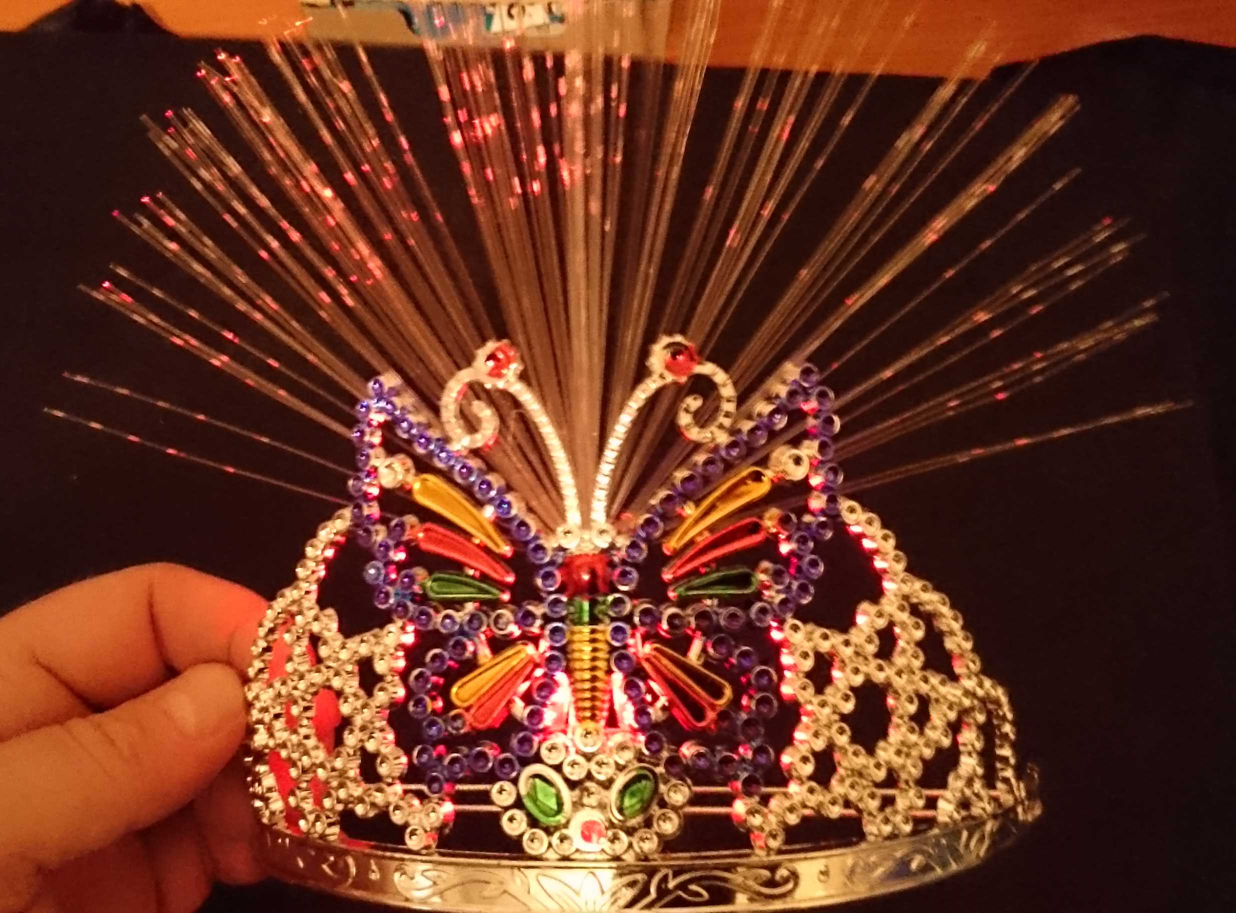 leds-blink.de - LED crown tiara princess BUTTERFLY luminous hairband ...